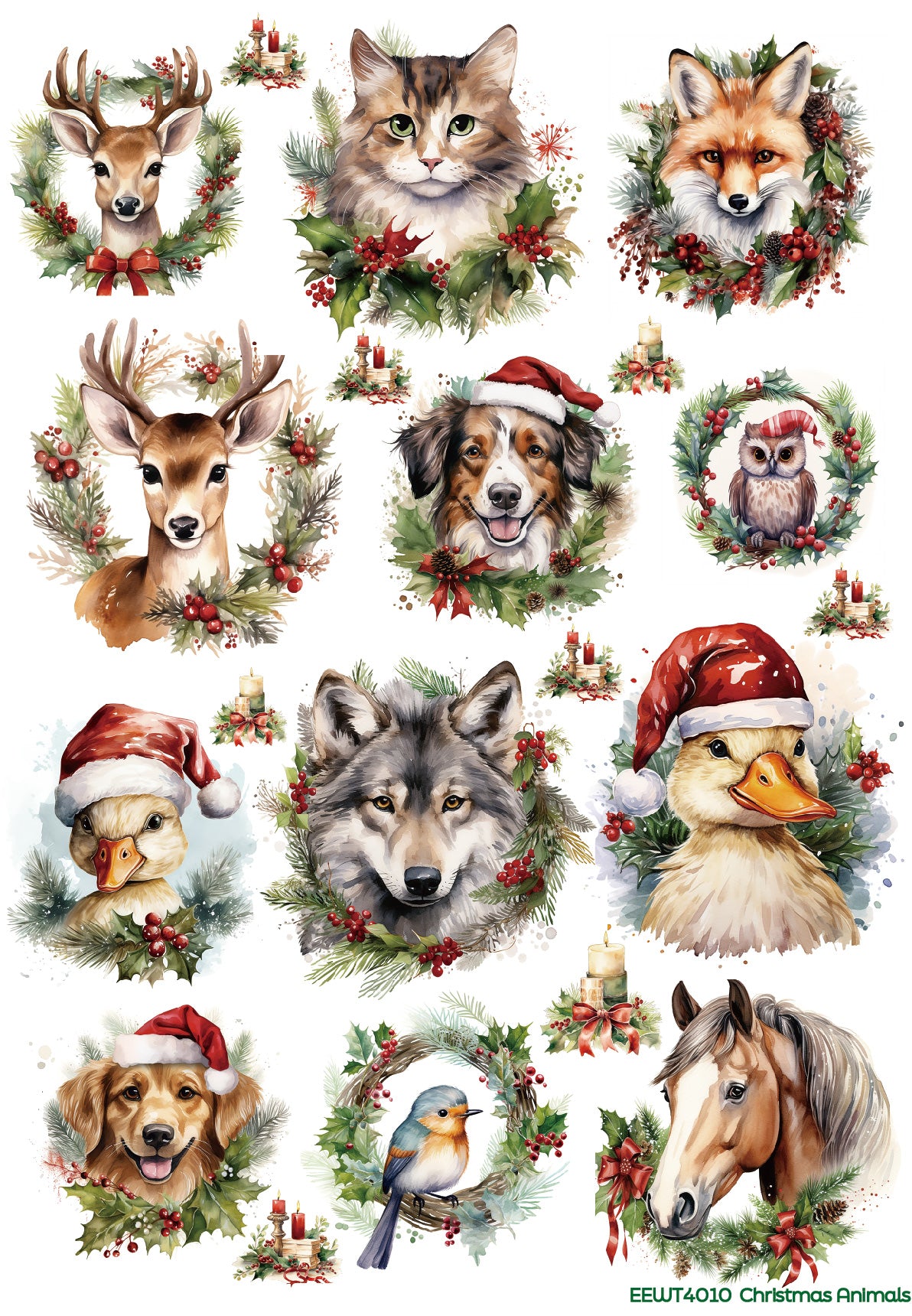 Christmas Animals Wet Transfer | Christmas Wet Transfer